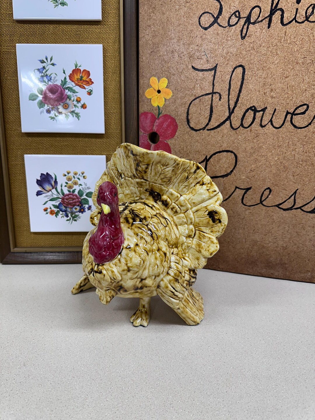 Vintage Turkey Planter Vase Floral Arrangement Retro Farmhouse Decor ...