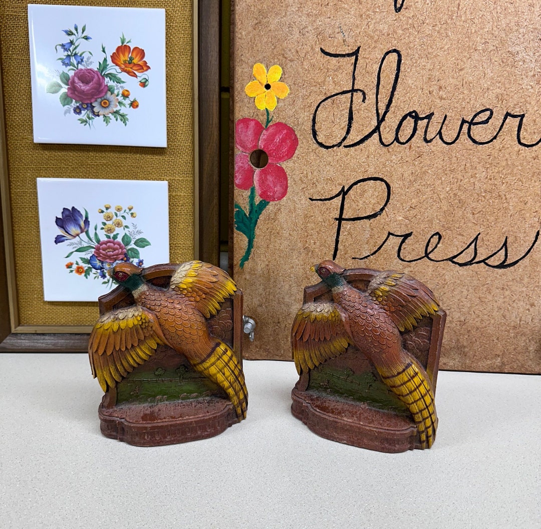 Vintage Bookends Pheasants Birds Wildlife Bird Hunting Decor Set of 2 ...