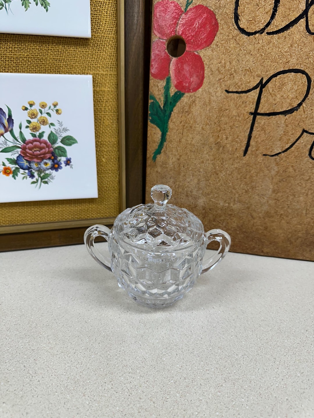 Vintage Clear Glass Sugar Bowl With Lid: Wedding Tablescape Decor- SEE ...