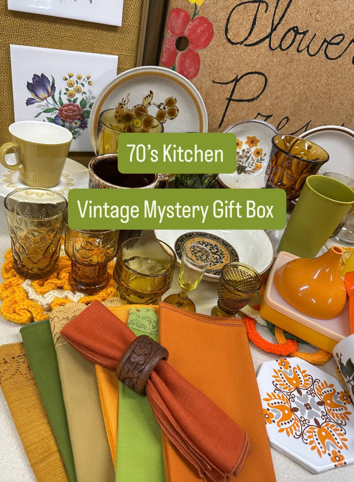 1970s Kitchen Mystery Box: Vintage Orange, Yellow, Green, Brown Decor ...