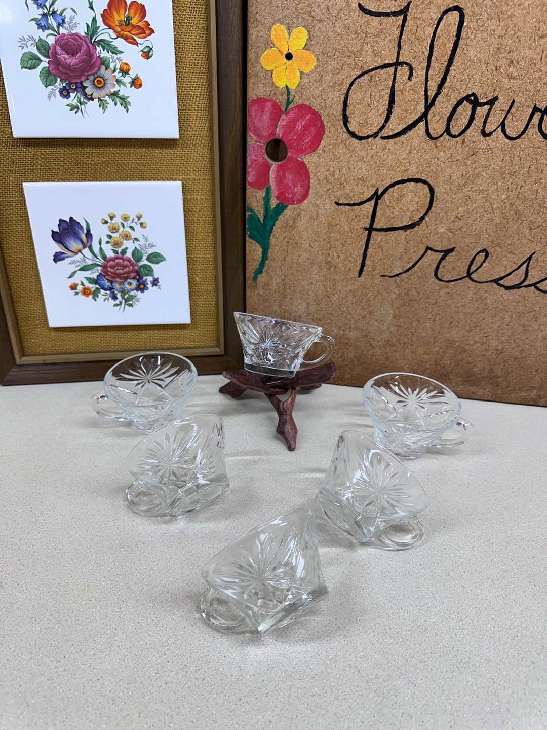 Vintage Star of David Punch Glasses: Set of 6 Clear Glass Coffee Cups ...