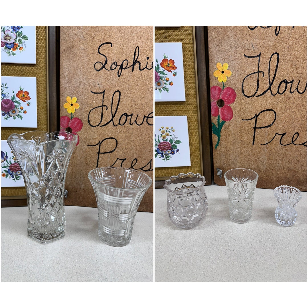 Vintage Vases Clear Glass Floral Arrangements Flowers Wedding Decor ...