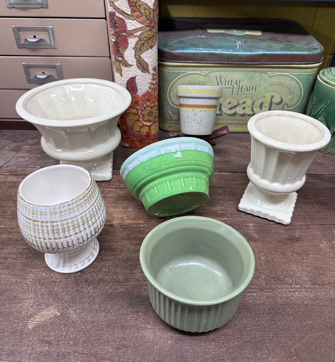 Vintage Planters Pots Your Choice Succulent Dishes Green Natural Mccoy ...