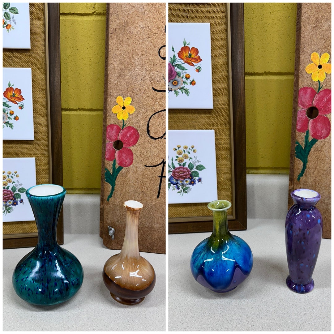 Vintage Vases Art Deco Small Floral Arrangement Tablescape Mid Century ...