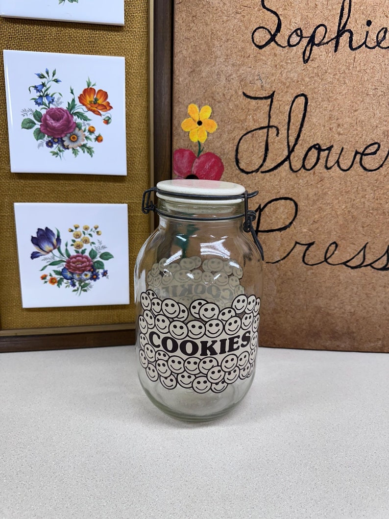 Vintage Cookie Jar Canister Carlton Glass USA Retro Kitchen Storage ...