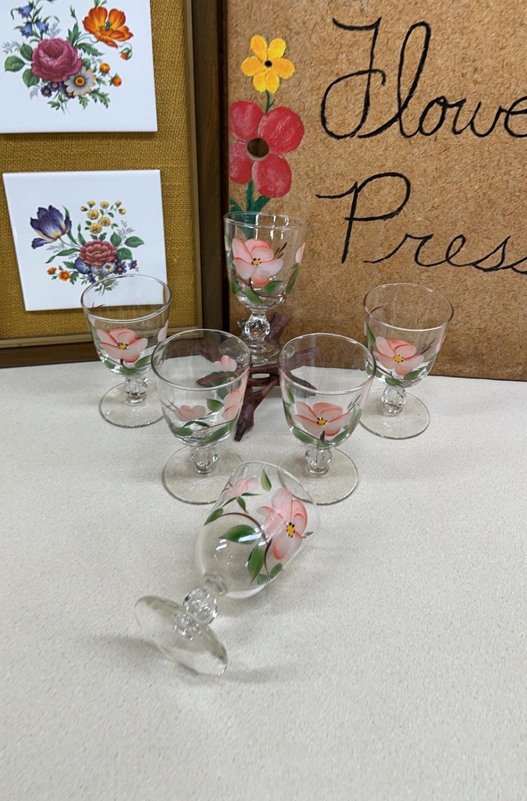 Vintage Desert Rose Wine Glasses Franciscan Set of 6 Stemware Glasses ...