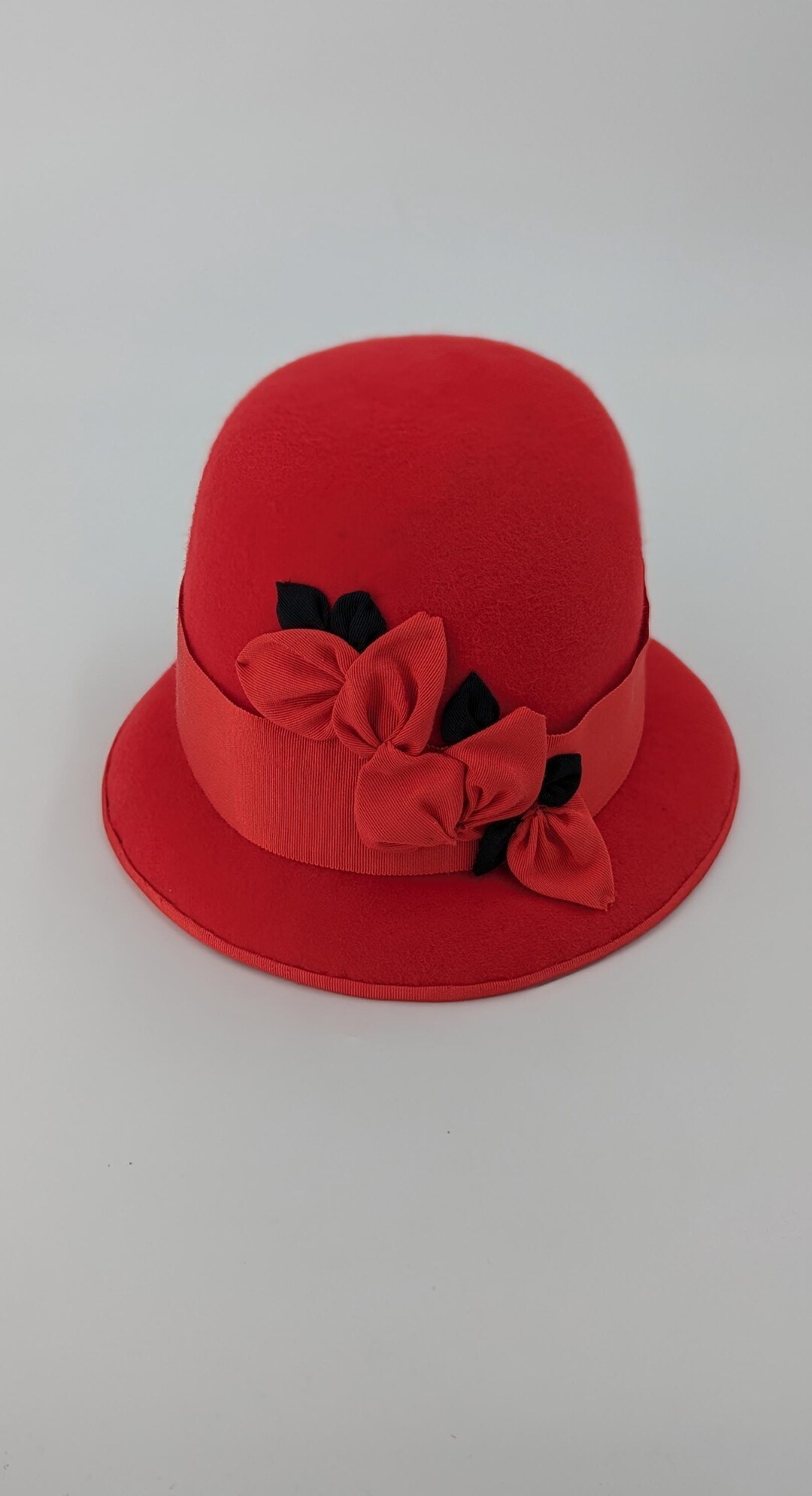 RED CLOCHE HAT, Felt Hat, 1920's Inspired Hat, Winter Hat, Dressy Red ...