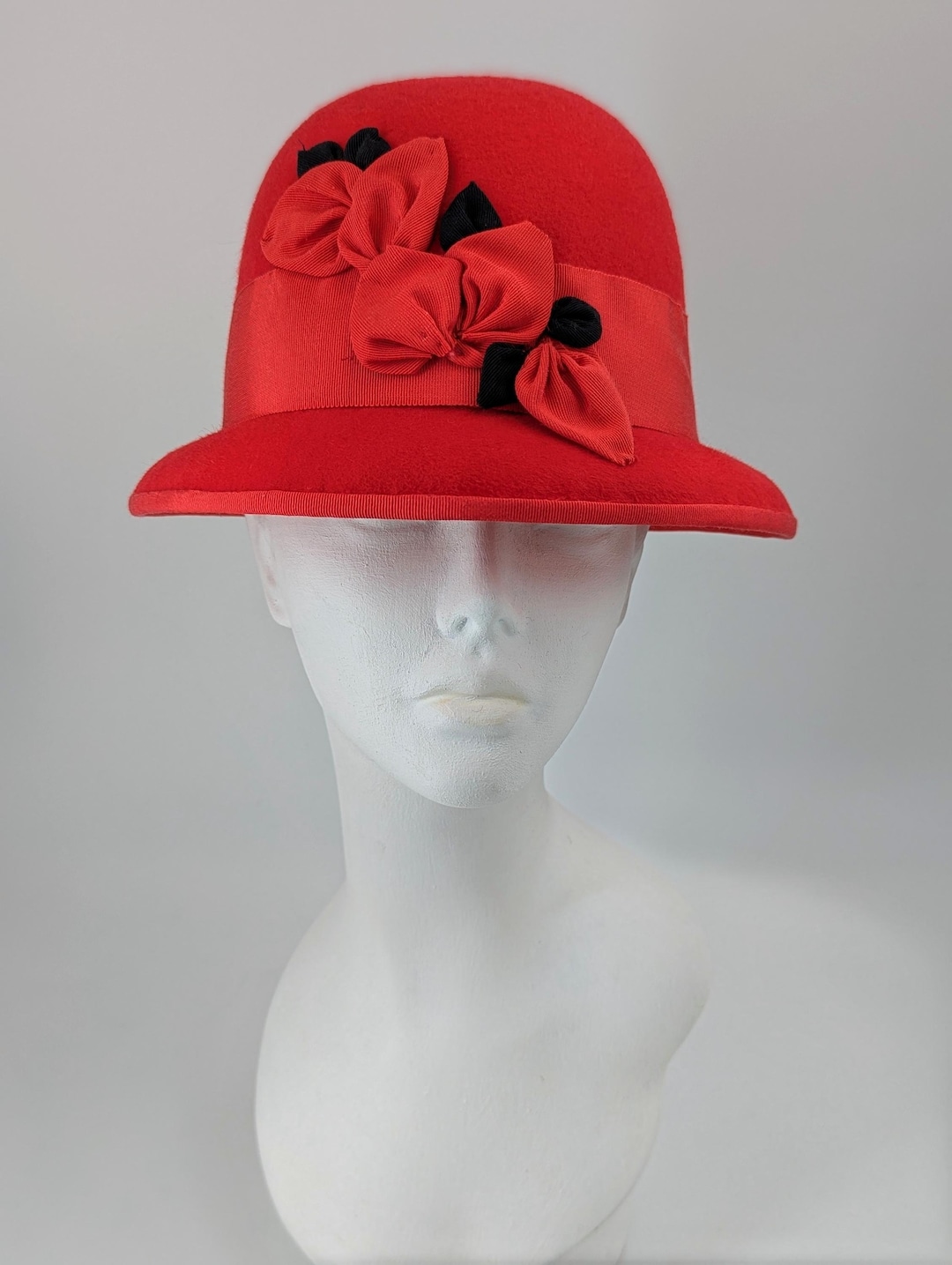 RED CLOCHE HAT, Velour Felt Hat, 1920's Hat, Dressy Winter Hat - Etsy