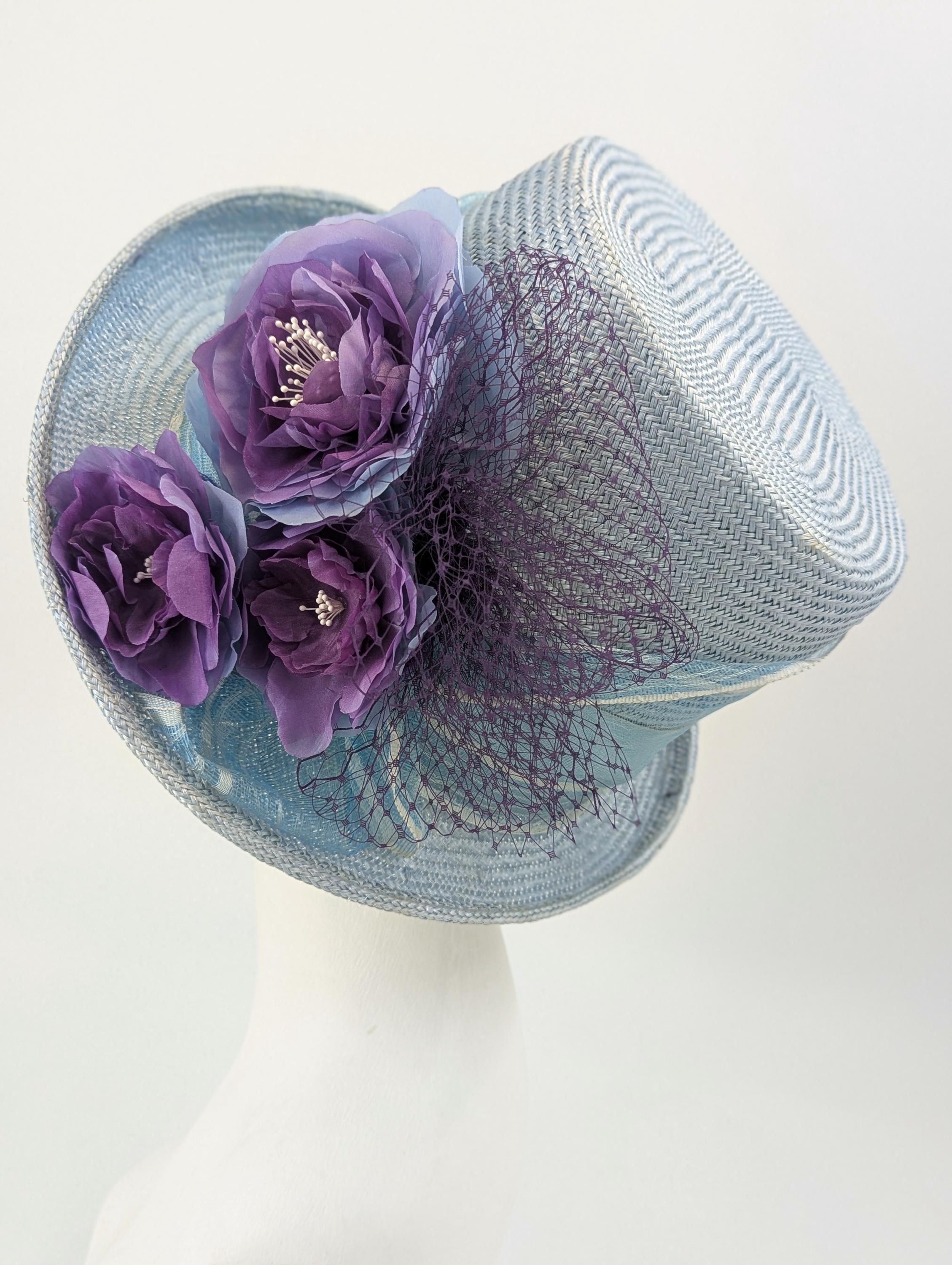 FORMAL BLUE HAT, Straw Hat, Floral Hat, Gilded Age Hat - Etsy