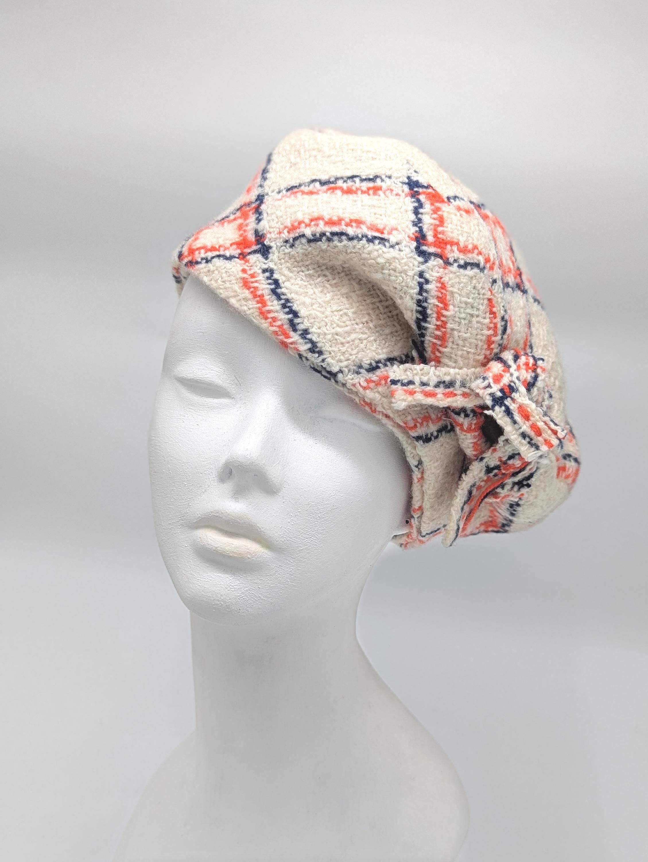 IVORY PLAID BERET, Couture Beret, Elegant Wool Hat - Etsy
