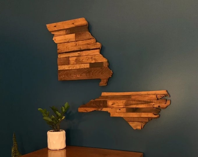 State Sign Wooden Home State Wall Art Wood State Cutout Rustic - Etsy