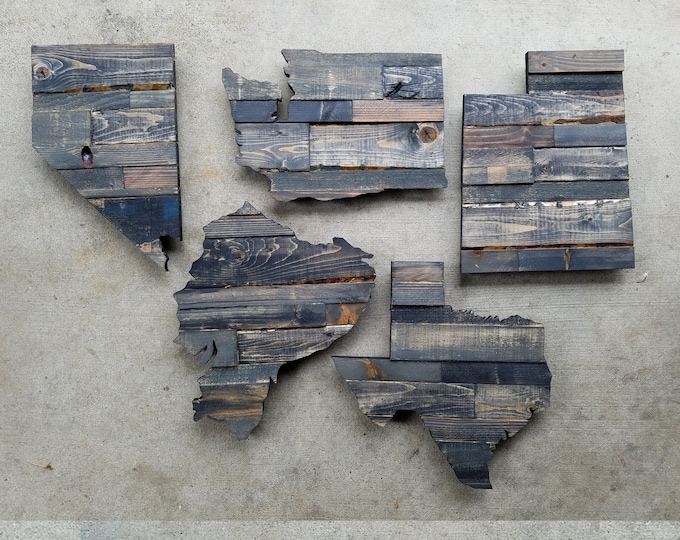 Dark Wood Rustic State Cut Out, Large State Cutout, Wood State Cutout ...