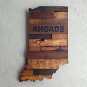 Indiana Wood Sign, Indiana Rustic Wood State Cutout, Indiana Wood Sign ...