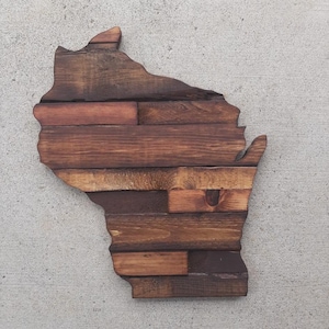 Wisconsin Rustic Wood State Cut Out, Wooden Wisconsin Sign, Rustic ...