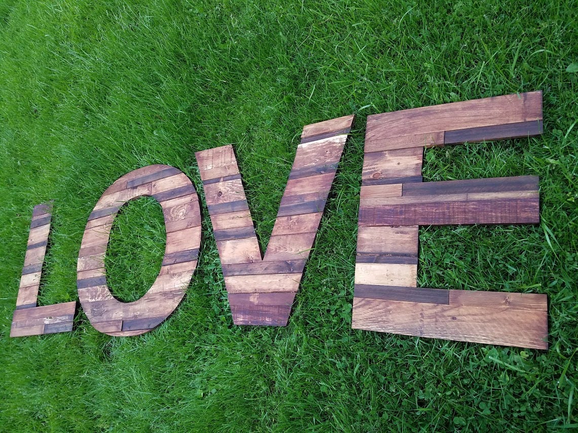 Love Wood Letters Love Rustic Wood Love Wooden Words | Etsy