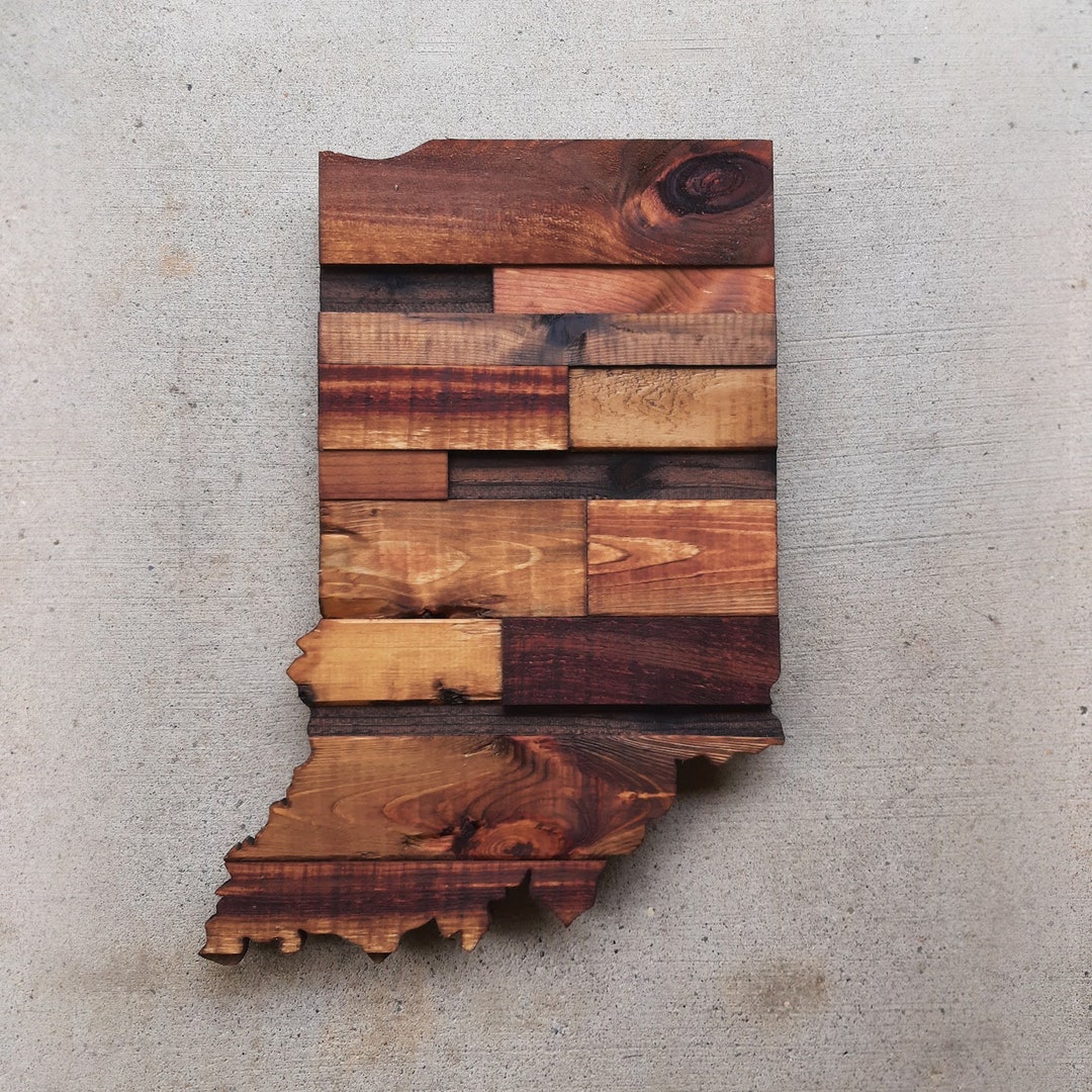 Indiana Sign, Wood Indiana State Sign Wall Art Decor, Large Home State ...