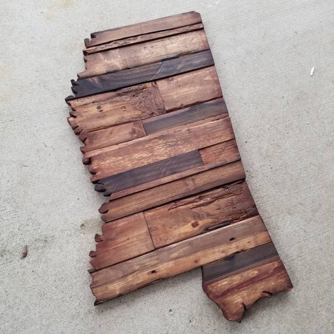 Mississippi Rustic Wood State Cut Out, Wooden Mississippi State Outline ...
