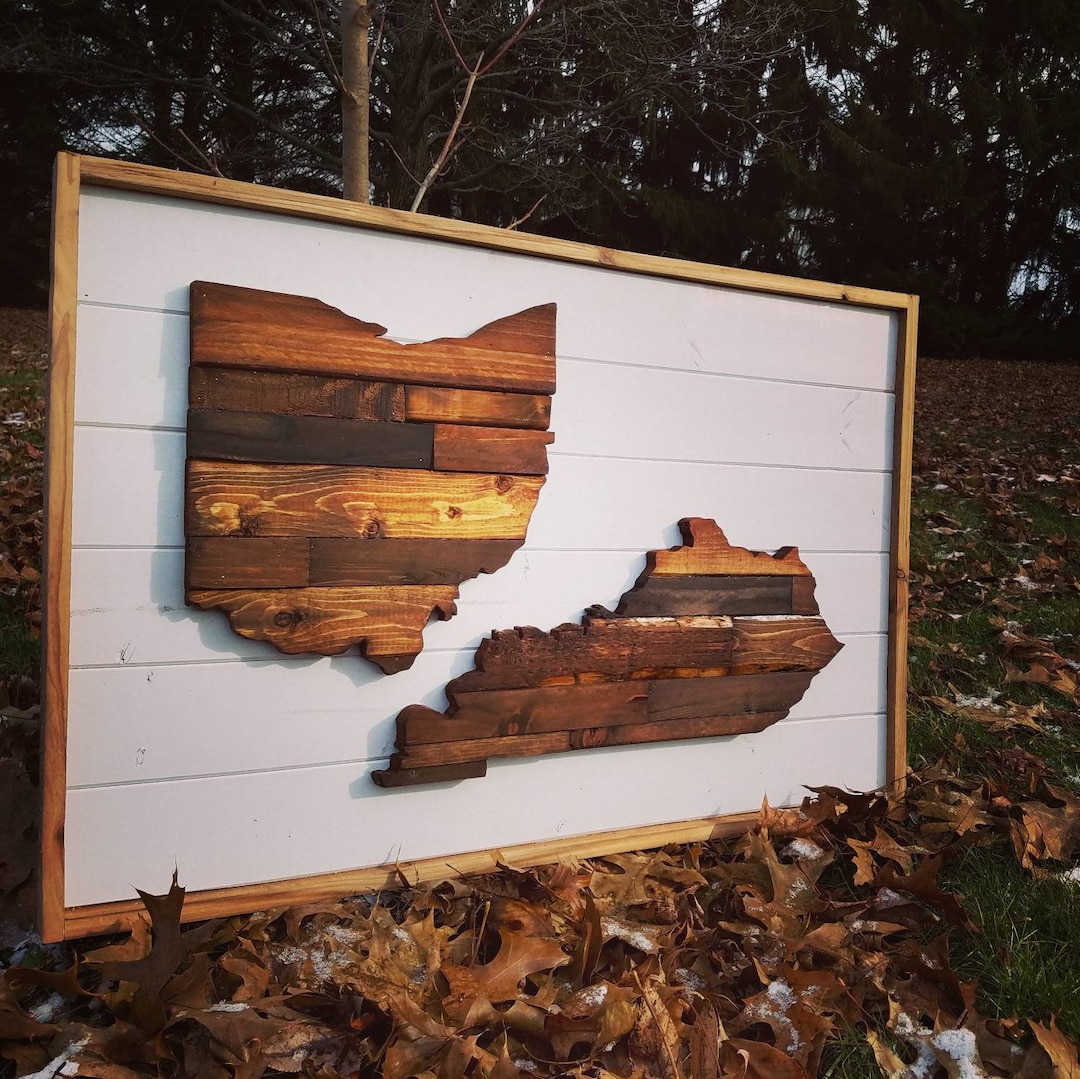 Framed Rustic Wood Country Cut Out, Large Country Cutout, Wood Country ...