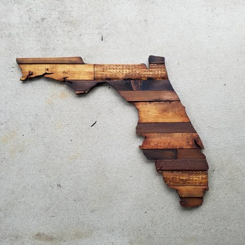 Florida Rustic Wood State Cut Out Florida Sign Florida Wood | Etsy