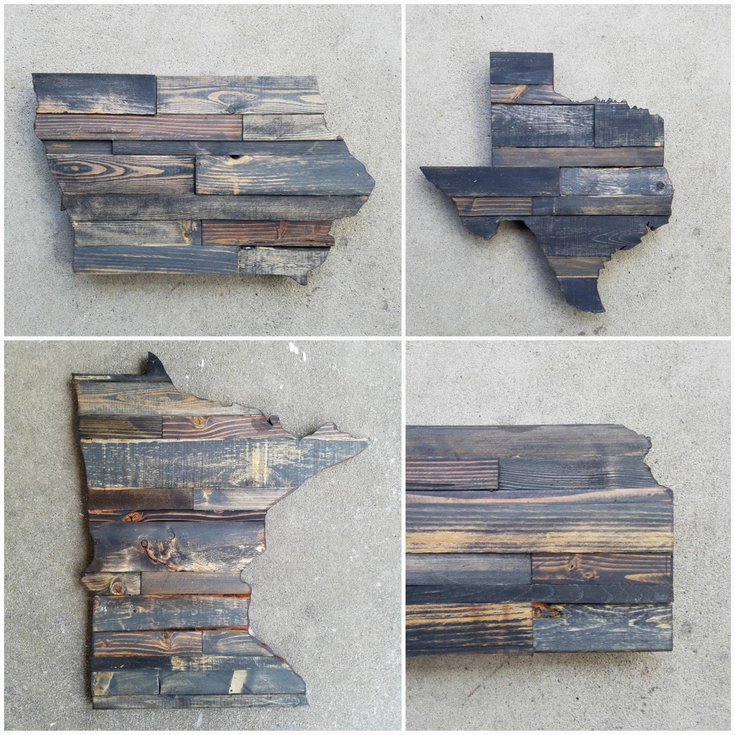 Dark Wood Rustic State Cut Out Large State Cutout Wood State - Etsy