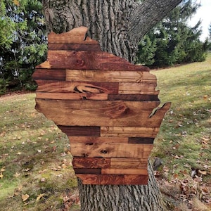 Wisconsin Rustic Wood State Cut Out, Wooden Wisconsin Sign, Rustic ...