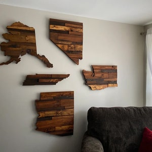 State Sign Wooden Home State Wall Art Wood State Cutout Rustic State ...