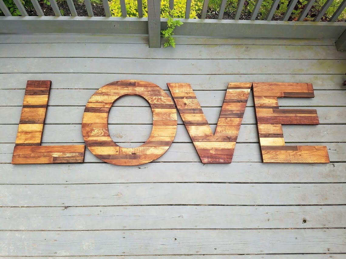 Love Wood Letters Love Rustic Wood Love Wooden Words | Etsy