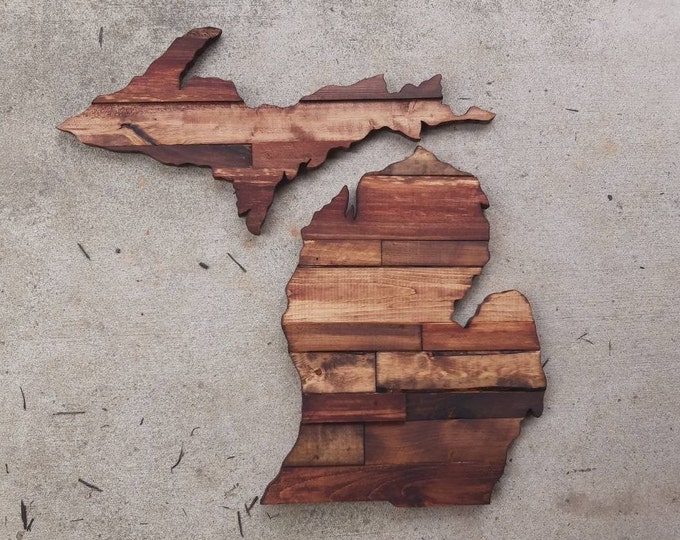 Michigan Rustic Wood State Cut Out, Wooden Michigan State Outline ...