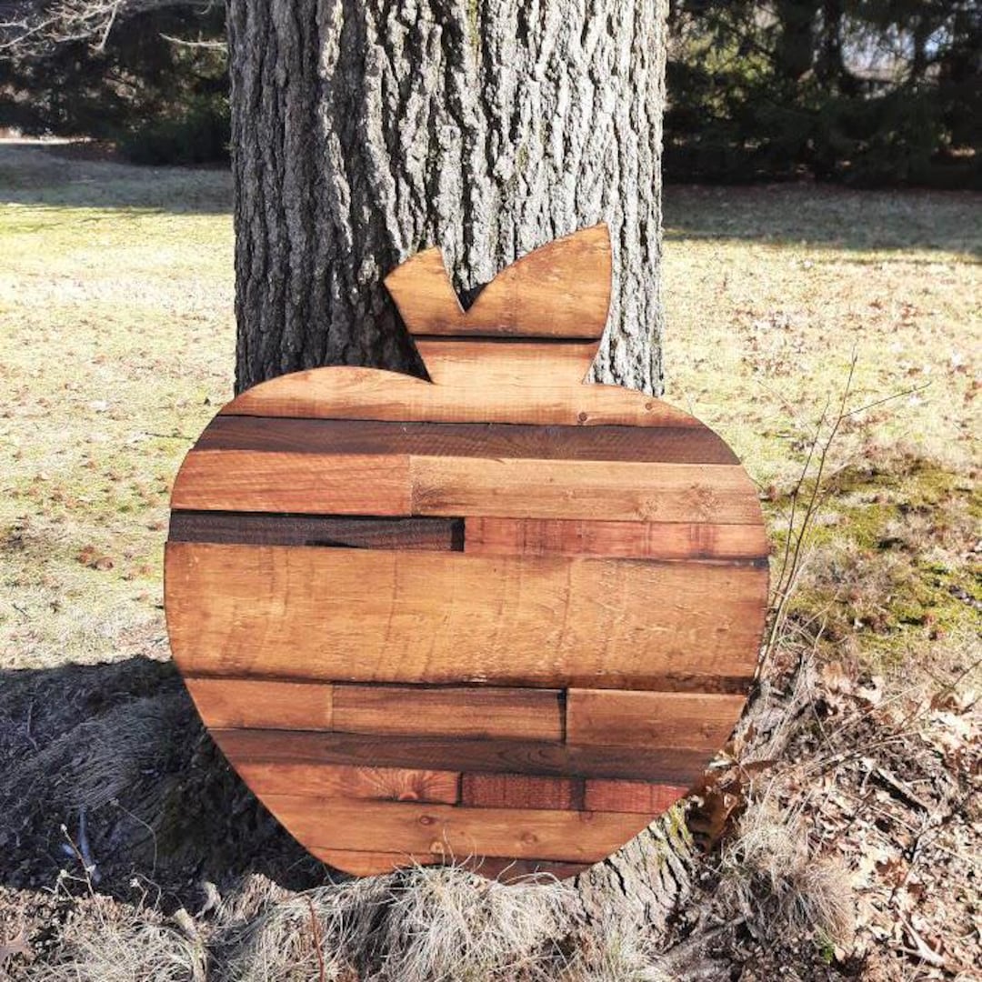 Apple, Wood Apple, Rustic Wood Apple, Wooden Apple Outline, Rustic ...