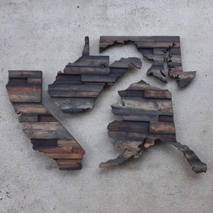 Black Rustic Wood State Cut Out, Large State Cutout, Wood State Outline ...