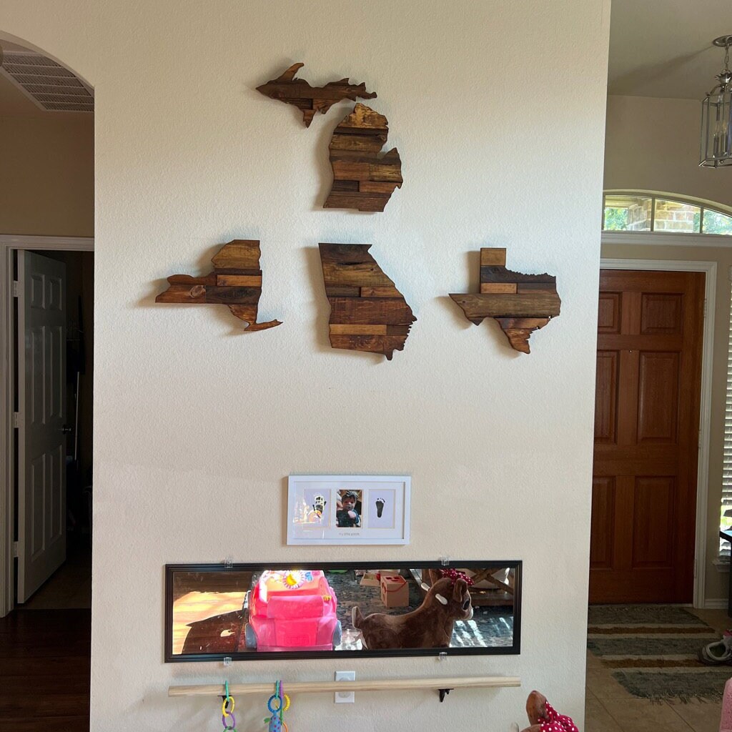 State Sign Wooden Home State Wall Art Wood State Cutout Rustic State ...