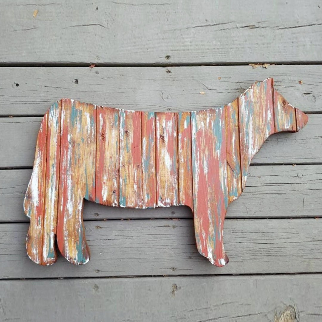 Cow Decor, Rustic Cow, Farm Art, Heifer, Wood Heifer, Heifer Rustic ...
