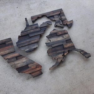 Dark Wood Rustic State Cut Out, Large State Cutout, Wood State Cutout ...