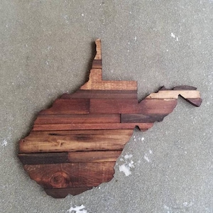 West Virgina Rustic Wood State Cut Out, Wood Art Sign, West Virginia ...