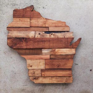 Wisconsin Rustic Wood State Cut Out, Wooden Wisconsin Sign, Rustic ...