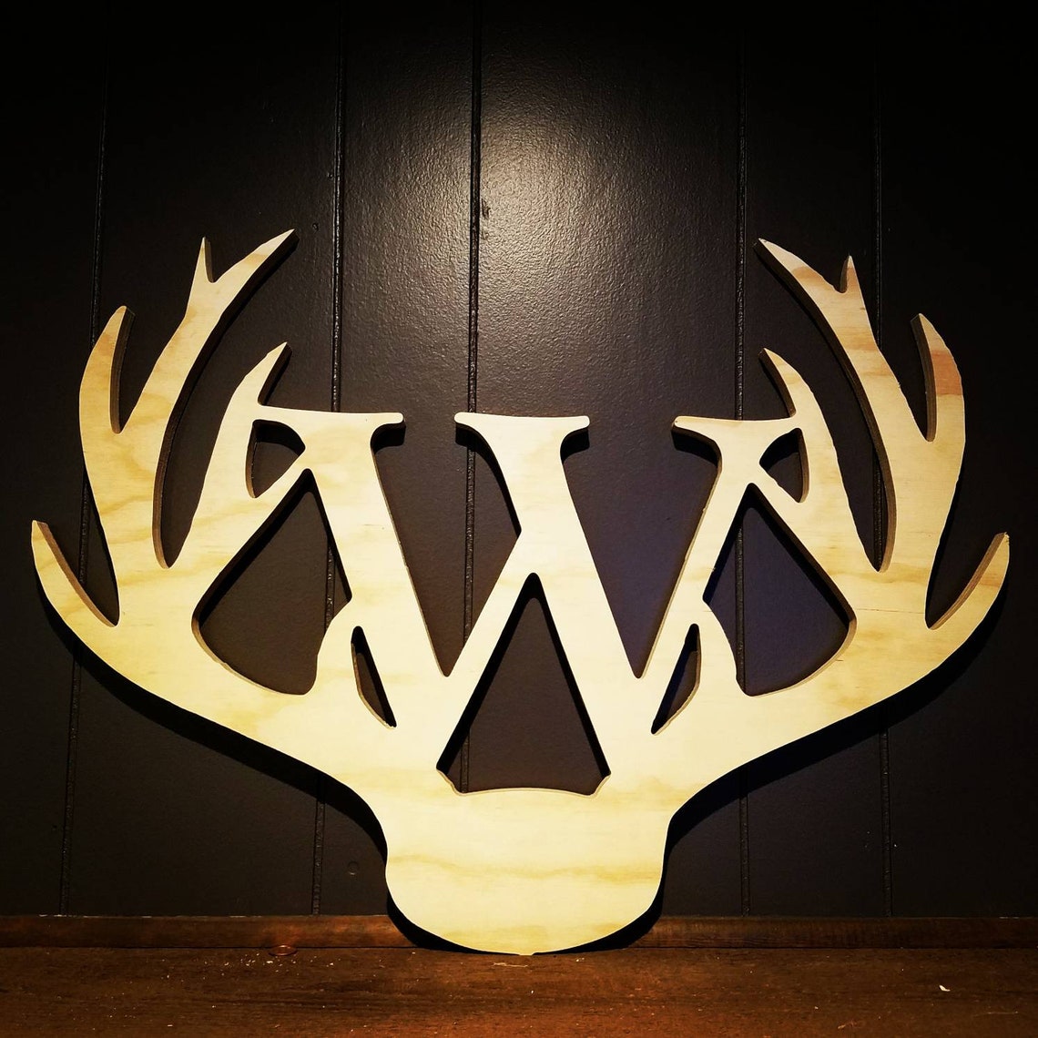 Antler Monogram Antlers Wood Monogram Stag Monogram Sign - Etsy