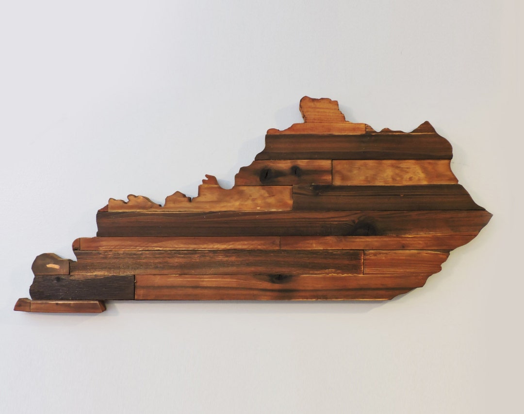 Kentucky Rustic Wood State Cut Out, Wooden Kentucky State Outline ...