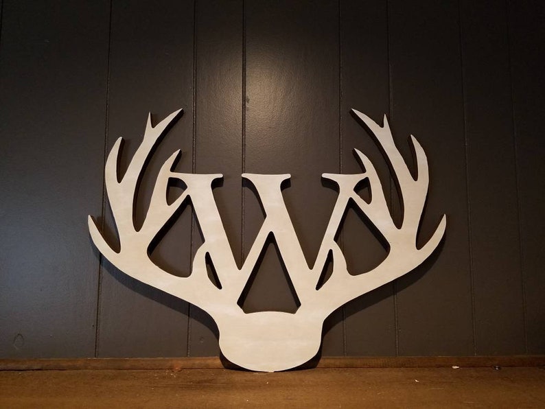 Antler Monogram Antlers Wood Monogram Stag Monogram Sign - Etsy