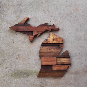 Michigan Rustic Wood State Cut Out, Wooden Michigan State Outline ...