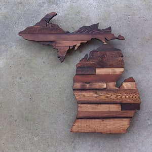 Michigan Rustic Wood State Cut Out, Wooden Michigan State Outline ...