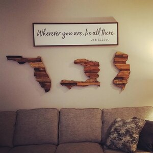 State Sign Wooden Home State Wall Art Wood State Cutout Rustic State ...
