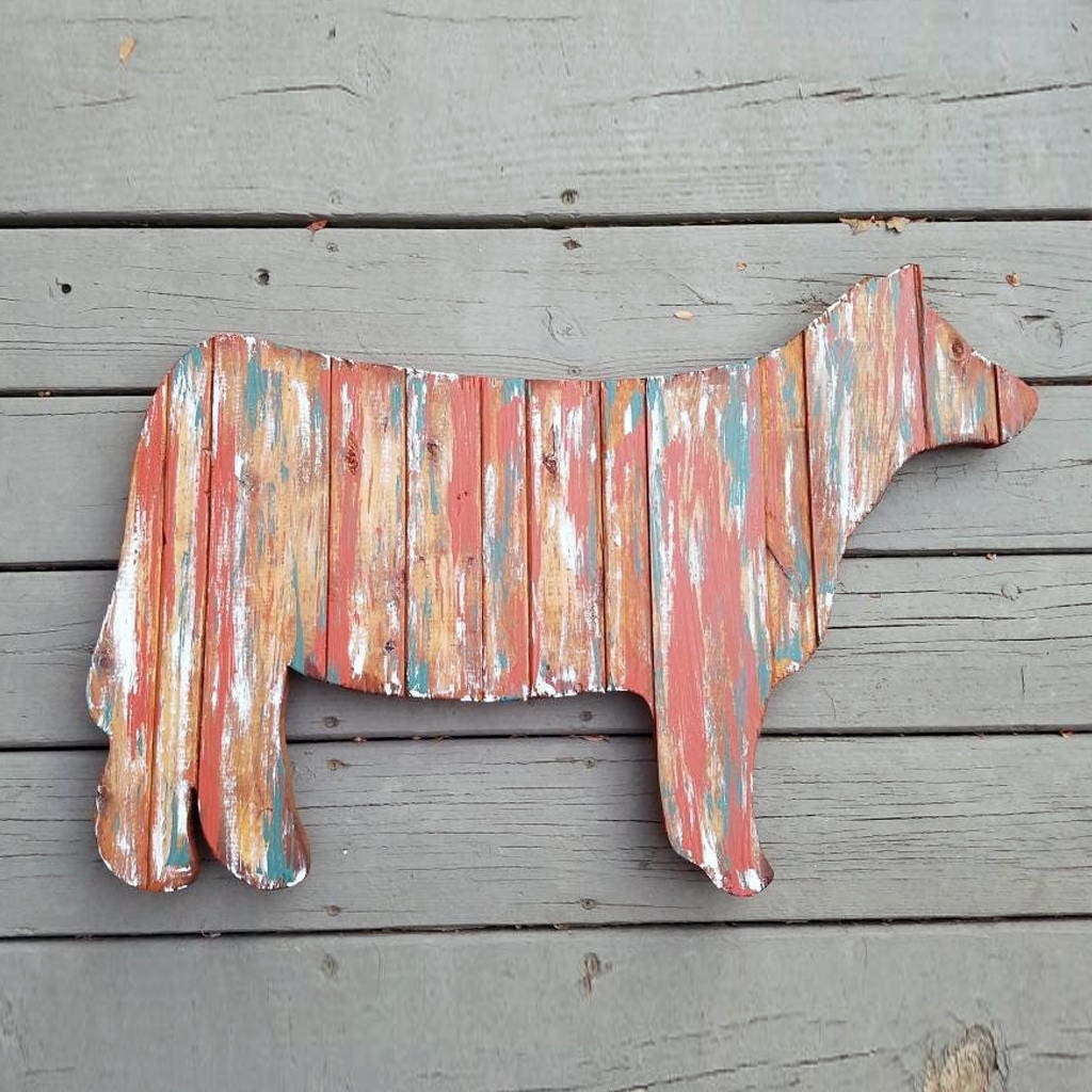 Cow Decor Rustic Cow Farm Art Heifer Wood Heifer Heifer | Etsy