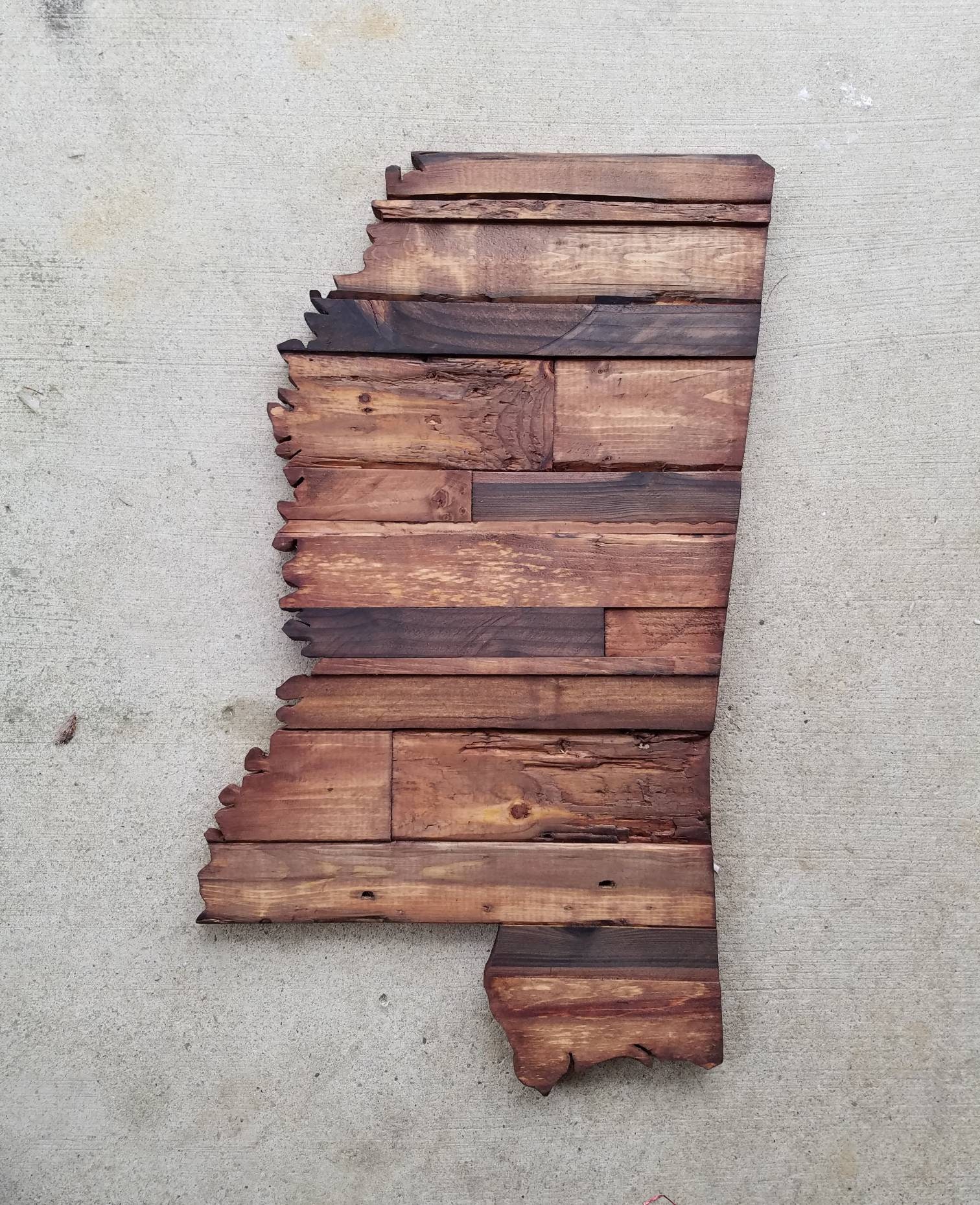 Mississippi Rustic Wood State Cut Out, Wooden Mississippi State Outline ...