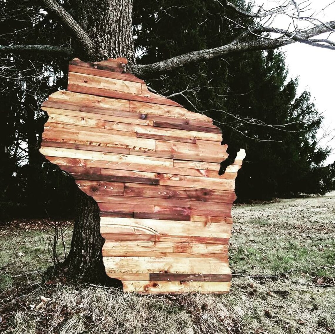 Wisconsin Rustic Wood State Cut Out Wooden Wisconsin Sign - Etsy
