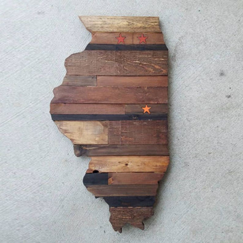 Illinois Rustic Wood State Cutout, Woodend Illinois Sign, Rustic Home ...