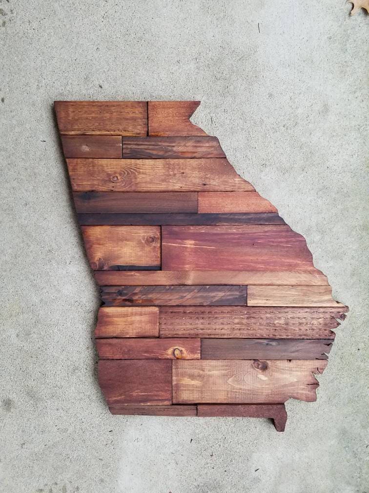 Georgia Rustic Wood State Cut Out Wood Art Sign Georgia Wood | Etsy