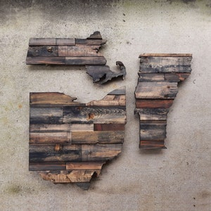 Dark Wood Rustic State Cut Out, Large State Cutout, Wood State Cutout ...