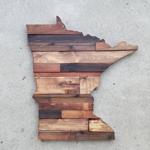 Minnesota Rustic Wood State Cut Out Wood Art Sign Minnesota | Etsy