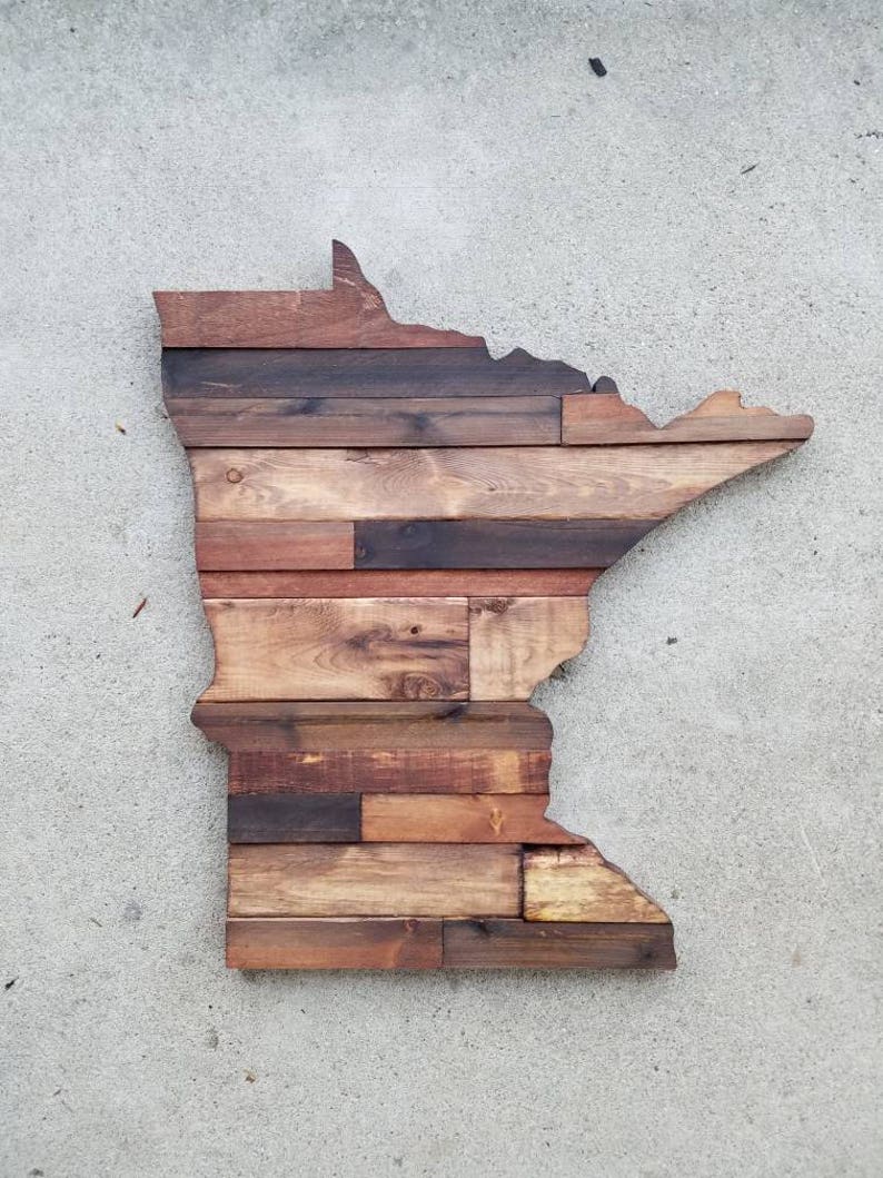 Minnesota Rustic Wood State Cut Out Wood Art Sign Minnesota | Etsy