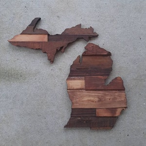 Michigan Rustic Wood State Cut Out, Wooden Michigan State Outline ...